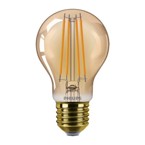 Philips 929003627801 Vintage LED ND A60 7-40W E27 Gold Flame ...